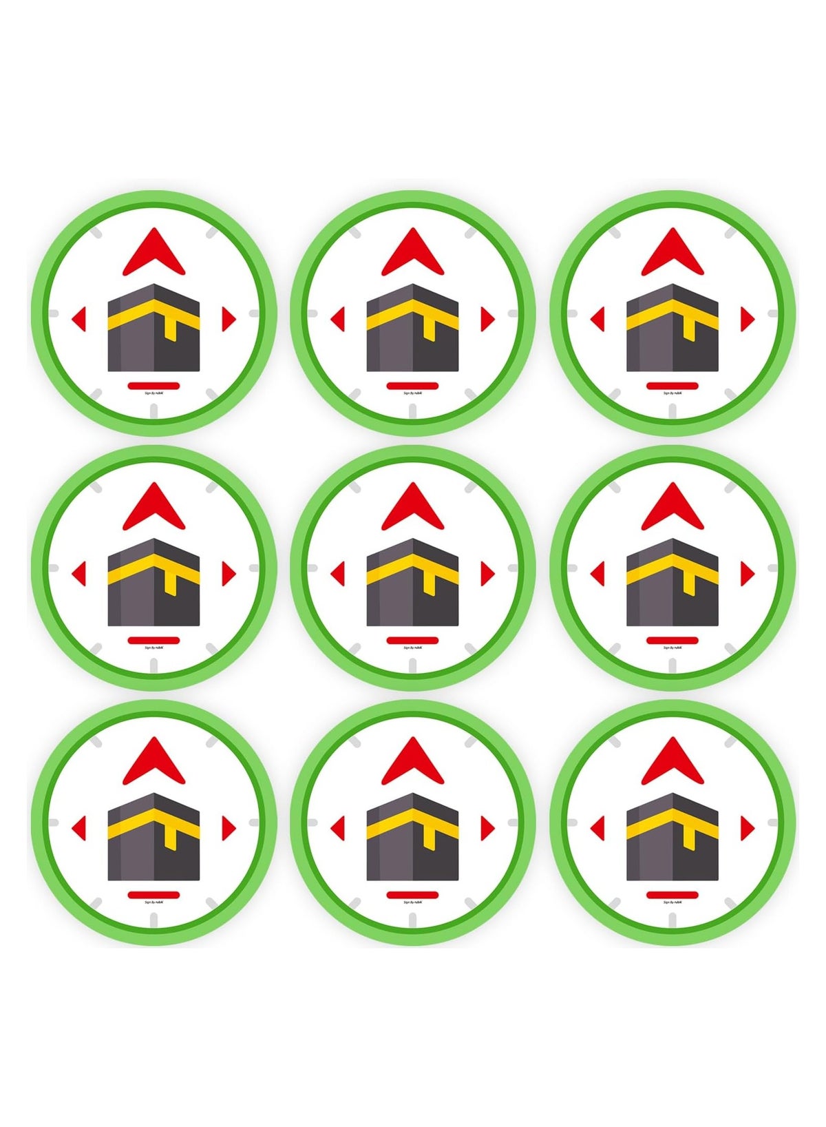 Rubik Qibla Direction Sign for Prayer, 9pcs Round Self Adhesive Vinyl ...