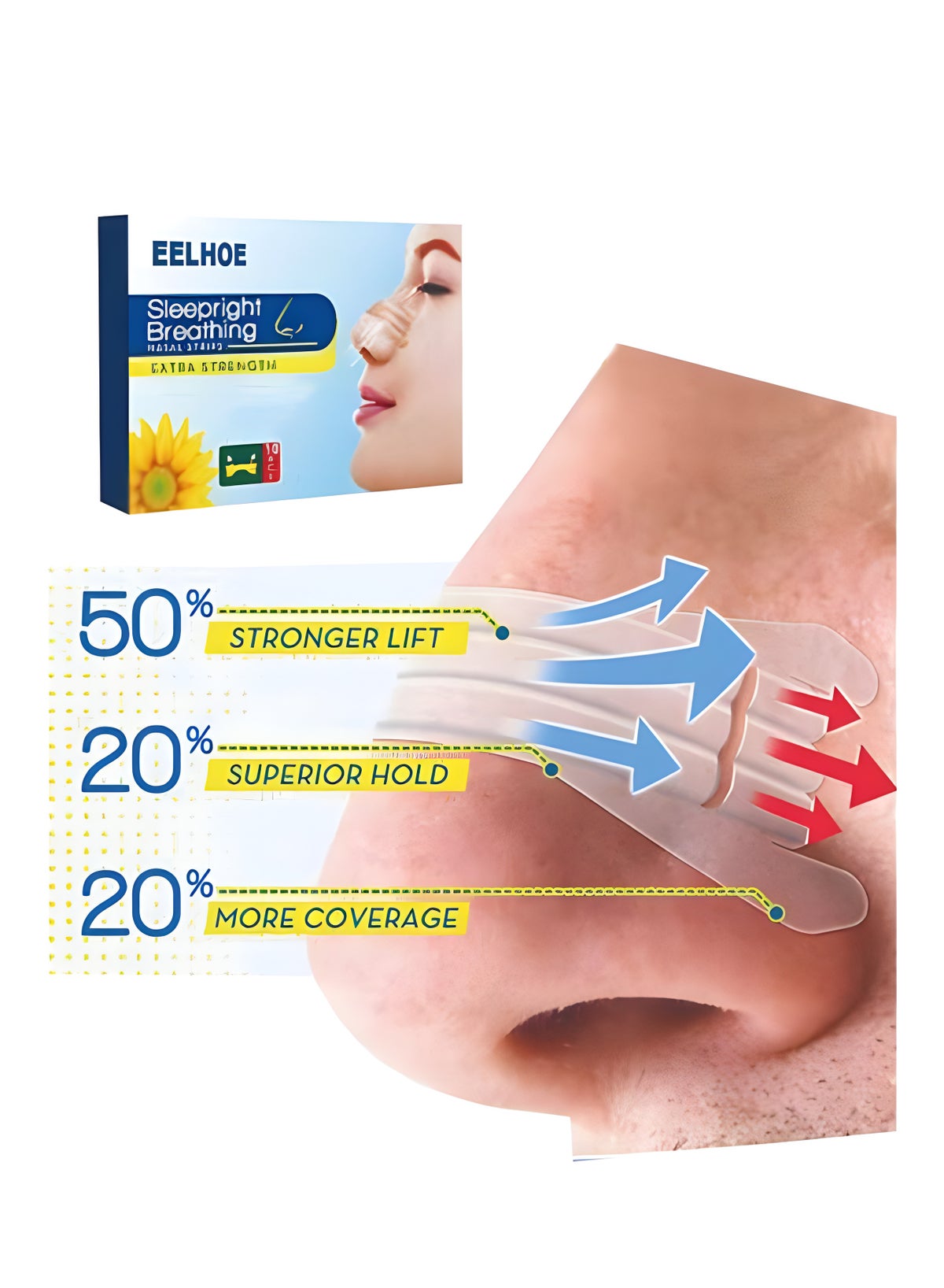 EELHOE 1 Box/10 Pcs Sleepright Breathing Nasal Strips, Made of ...