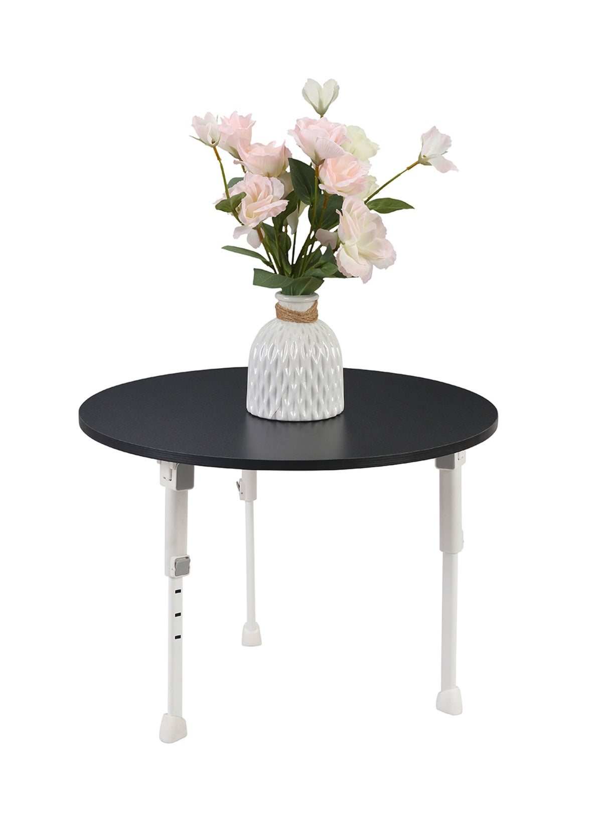 LAWAZIM Round Foldable Table Adjustable Height (27-36)CM- 50CM Black ...