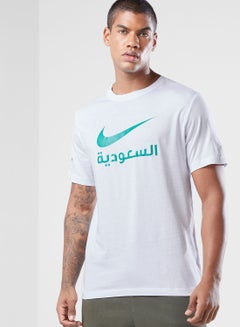 Buy Nike White Saudi Arabia Swoosh Arabic T-Shirt for Men in KSA