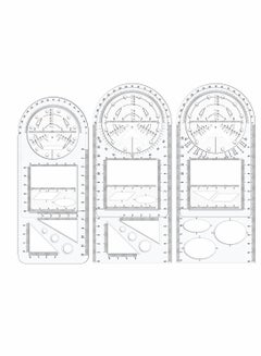 KASTWAVE 3Pcs Multifunctional Geometric Ruler, Mathematics Drawing ...