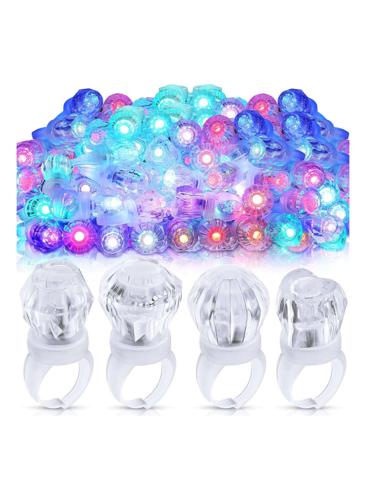 SYOSI 30 Pcs Light Up Rings Party Favors LED Glow in the Dark Jelly ...
