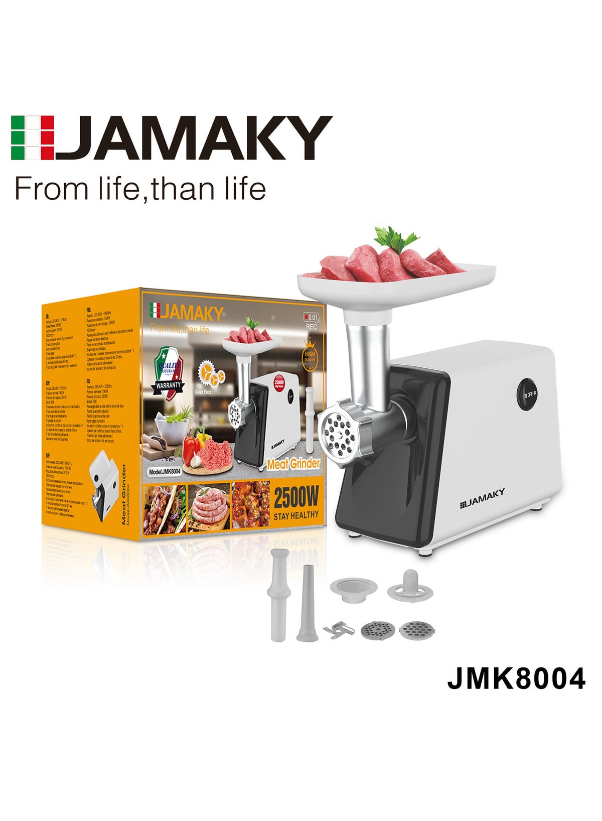 JAMAKY Italy A meat grinder with Italian technology, a 2500 watt device ...
