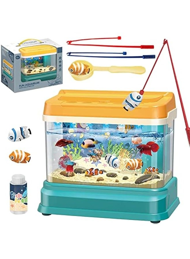DURKU Aquarium Toy for Kids - Artificial Fish Tank with 2 Fake Fish ...
