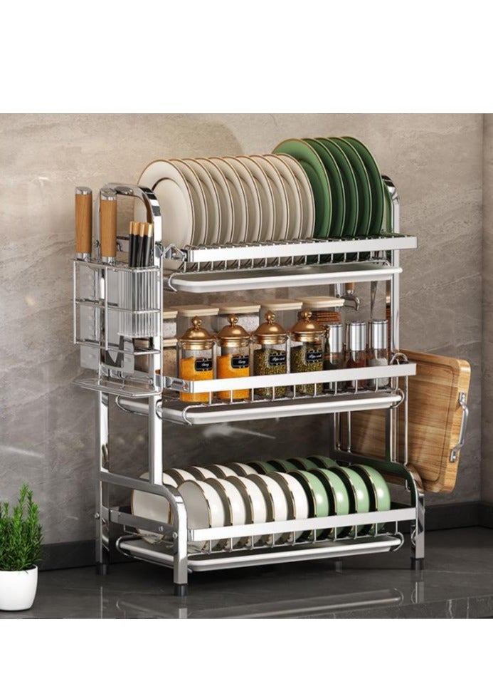 Golden 3 Tier Dish/Bowl Drying Rack, Dish Drying Stand Utensil Holder ...