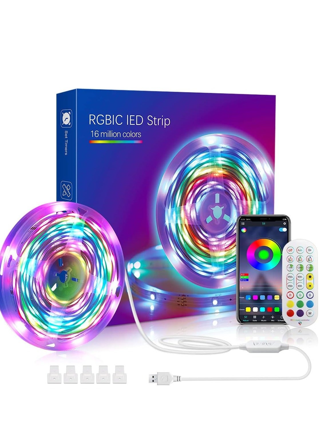 Litus LED Light Strip RGB with Remote Control, USB Powered,Waterproof ...