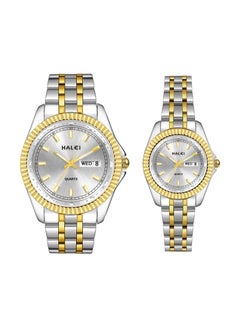 HALEI HALEI Luxury Couple Watches Gold-Silver Tone Stainless Steel ...