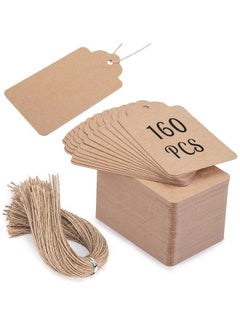 Koogel 160Pcs Kraft Paper Tags Rustic Gift Tags With String 3.3X1.8 ...