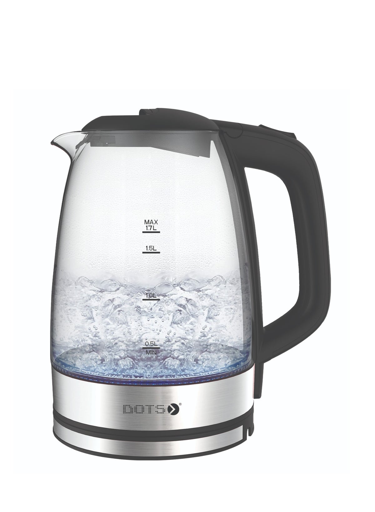 DOTS Dots Electric Kettle 1.2L Black, Silver 2200W Glass 1.7L ...