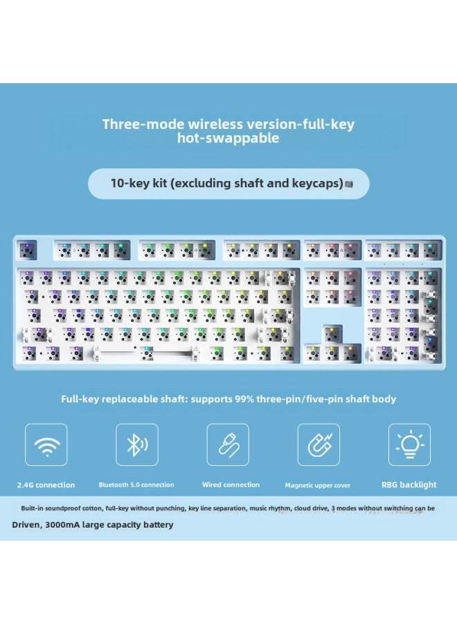 Generic 98-Key Mechanical Keyboard Wireless Bluetooth Wired Triple Mode ...