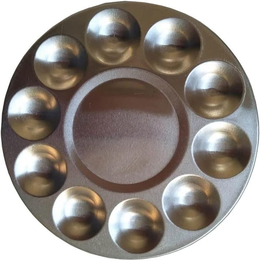 Generic 10 Holes Aluminum Paint Palette Round Watercolor Oil Color ...