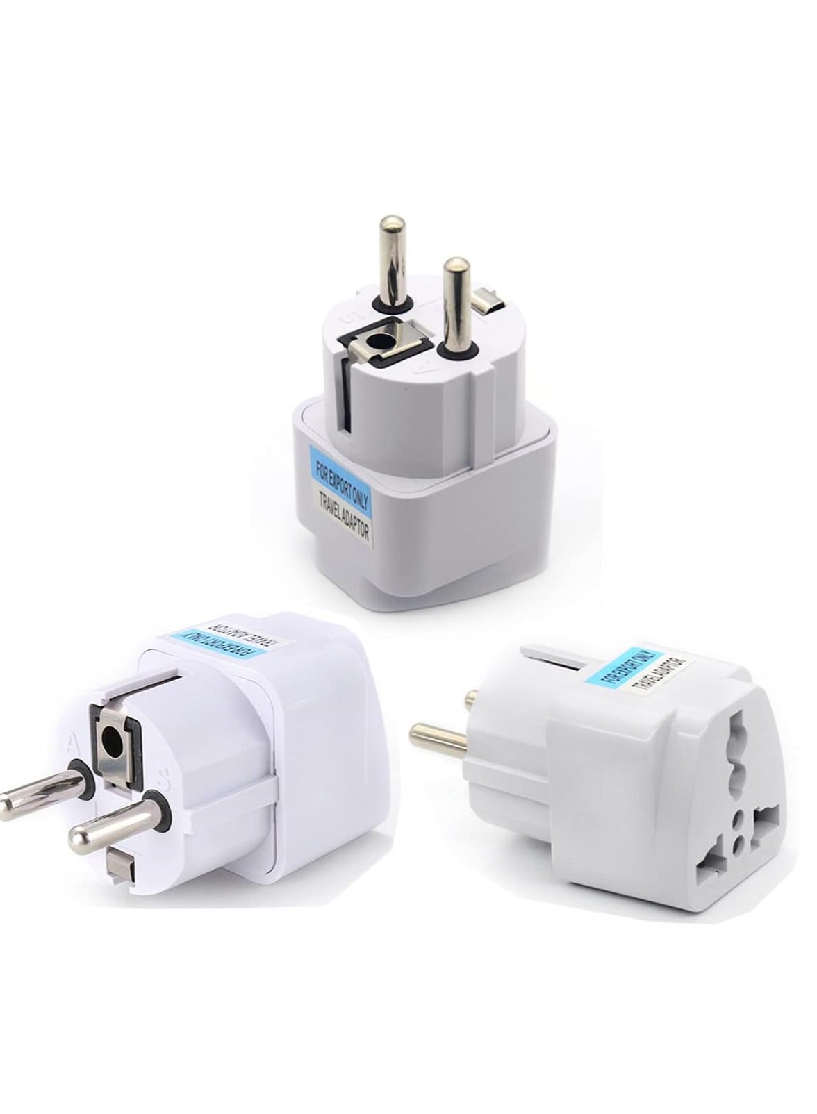 INFLUX PACK OF 3 Type E/F 2-Pin Grounded Plug Adapter Multi Travel ...