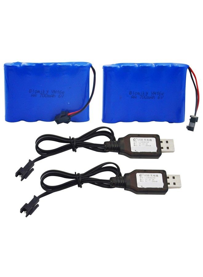 Blomiky 2 Pack 6.0V 700Mah Ni Cd Aa Rechargeable Battery Pack Sm2P Plug And 2 Usb Charger Cable ...