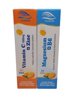 SUNRISE Magnesium + B6 Effervescent Tablets| Vitamin c 1000mg+ Zinc 10 ...