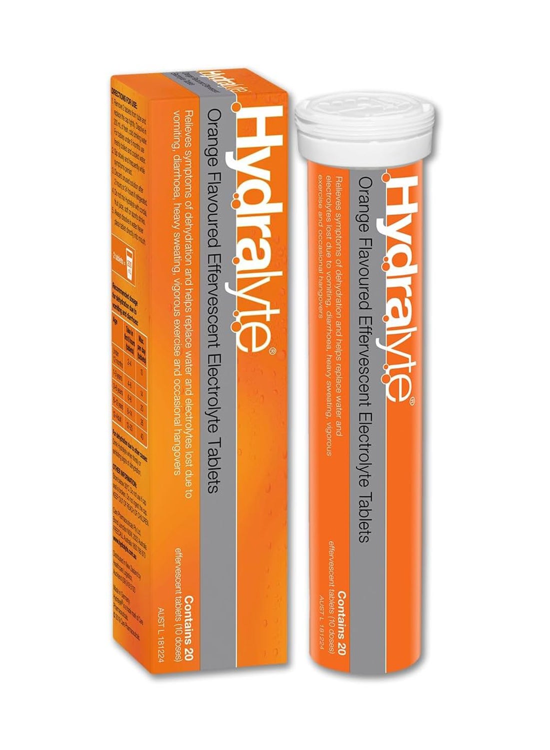 Hydralyte Effervescent Electrolyte Tablet Orange Flavoured 20 Servings ...