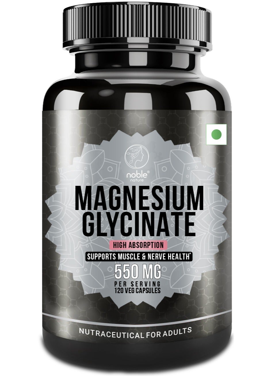 noble nature Magnesium Glycinate High Absorption 550MG 120 Veg Capsules ...