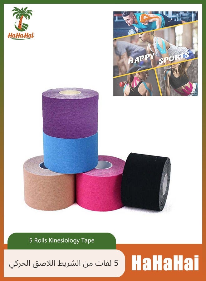 HaHaHai 5 Rolls Waterproof Breathable Kinesiology Tape, Athletic ...