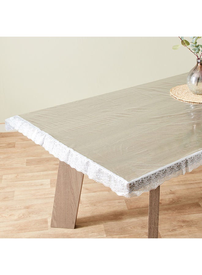 Home Box Crystallo Transparent Table Cover with Lace Border 132 x 178 ...