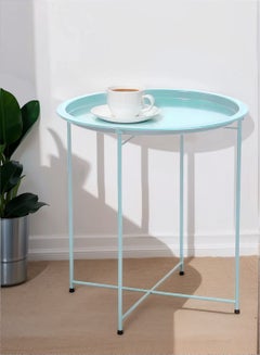 CHOIWIN Steel Tray Table with Detachable Tray Top，Round Metal Coffee ...