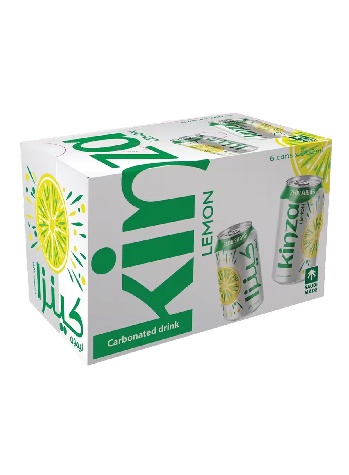 Kinza Lemon Zero Sugar Carbonated Drink 6 x 360ml | Best Price KSA ...