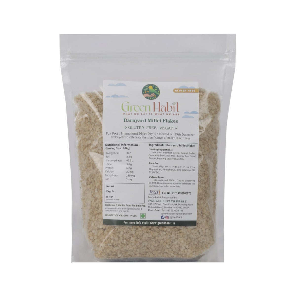 Greenhabit GreenHabit Barnyard Millet Flakes 500gm - Nutritious and ...