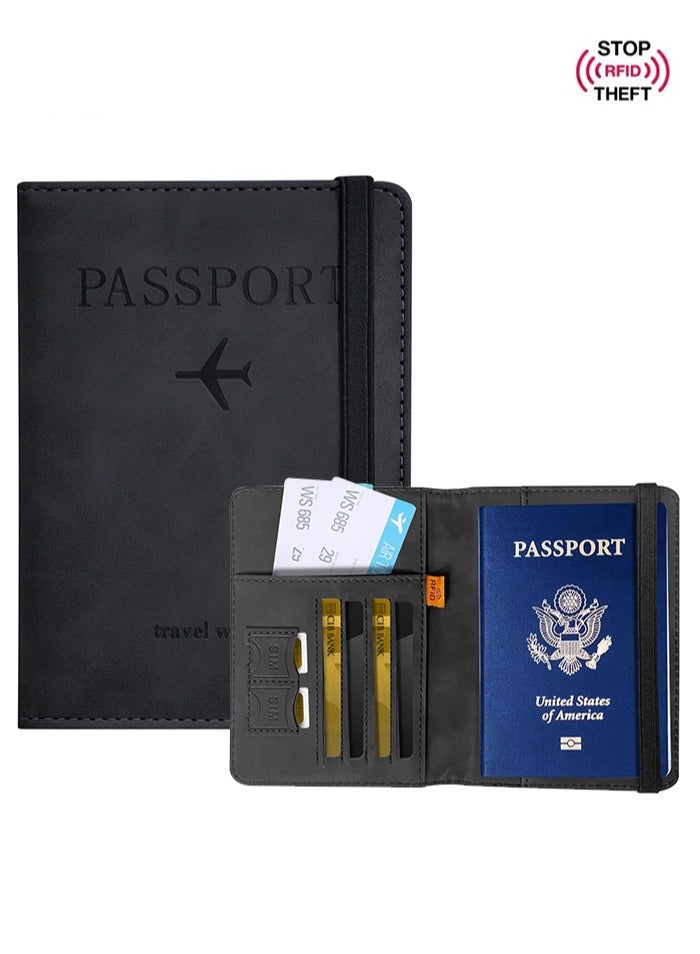 KENSHUO Passport Travel Holder Cover Case with Elastic Strap, PU ...