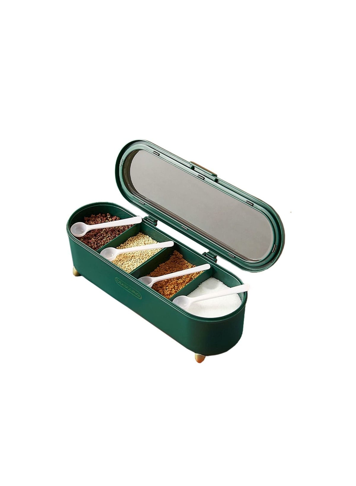 Arabest Condiment Container, 4-Compartment Seasoning Jar Storage ...