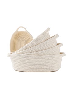 Teuuea 5 Pieces Rectangle Rope Basket, Natural Cotton Rope Storage ...