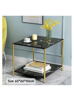 Generic Simple 2 Layer Square Marble Side Table Wide And Short Side ...