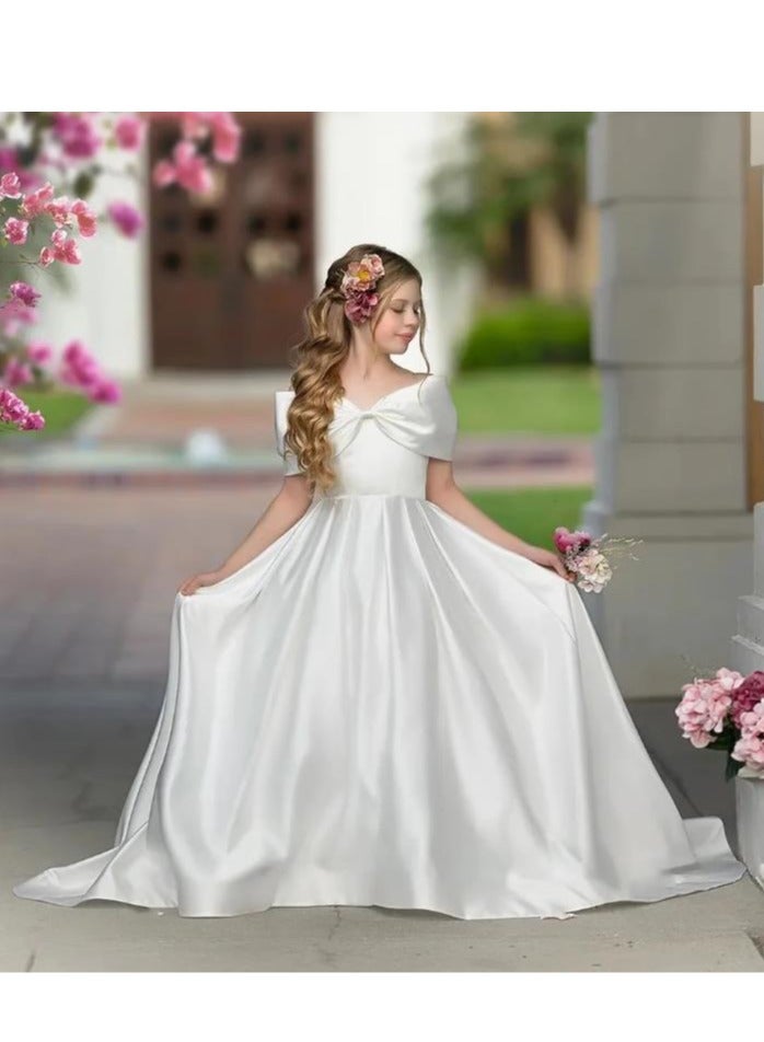 Generic Children's Princess Dress, Pure White Evening Gown, High-End ...