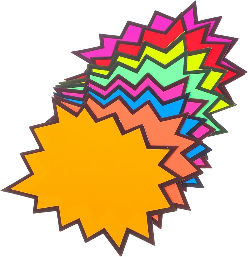 Generic 80 Fluorescent Burst Price Tag Stickers 80pcs Retail Labels for ...