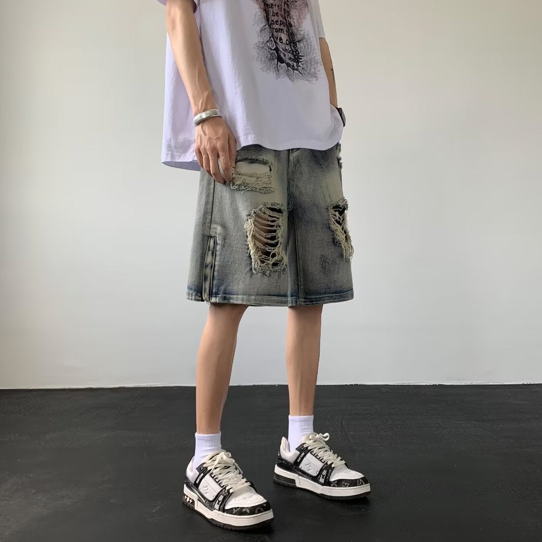 Generic American Style High Street Ripped Denim Shorts Men'S Summer ...