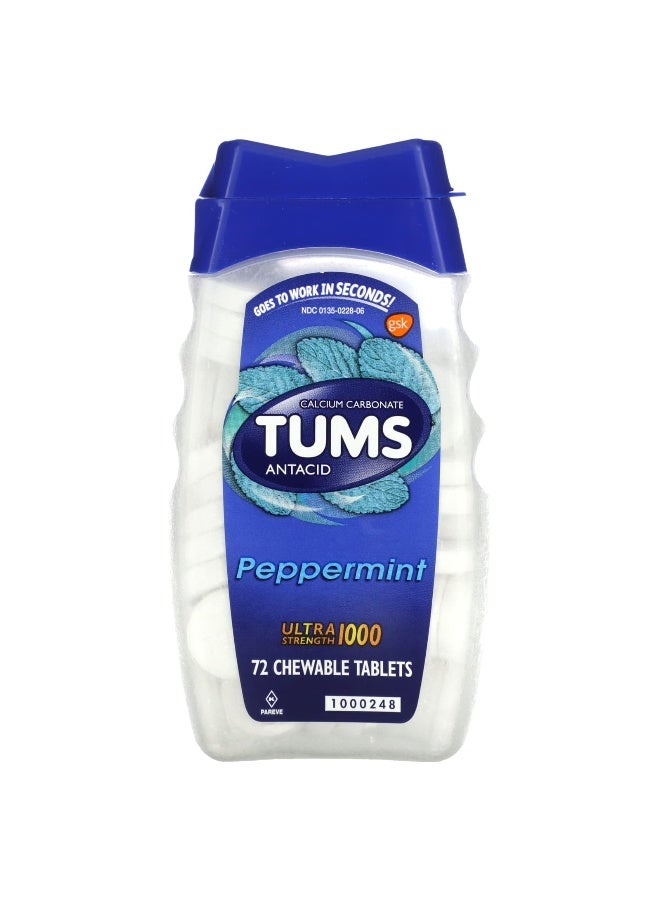 TUMS Tums, Ultra Strength Antacid, Peppermint, 1,000 mg, 72 Chewable ...