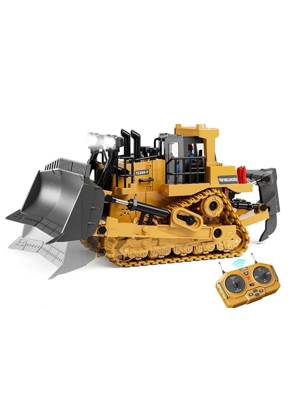 M MIAOYAN 9 Channel Metal RC Bulldozer - Realistic Remote Control Kids ...