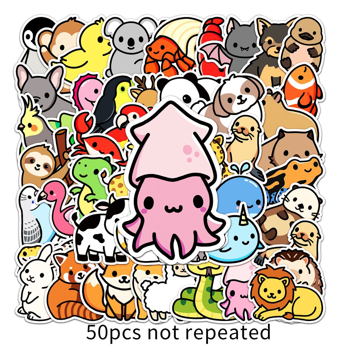 Generic 50 Pcs Cartoon Animals Creative Stickers Skateboard Luggage ...