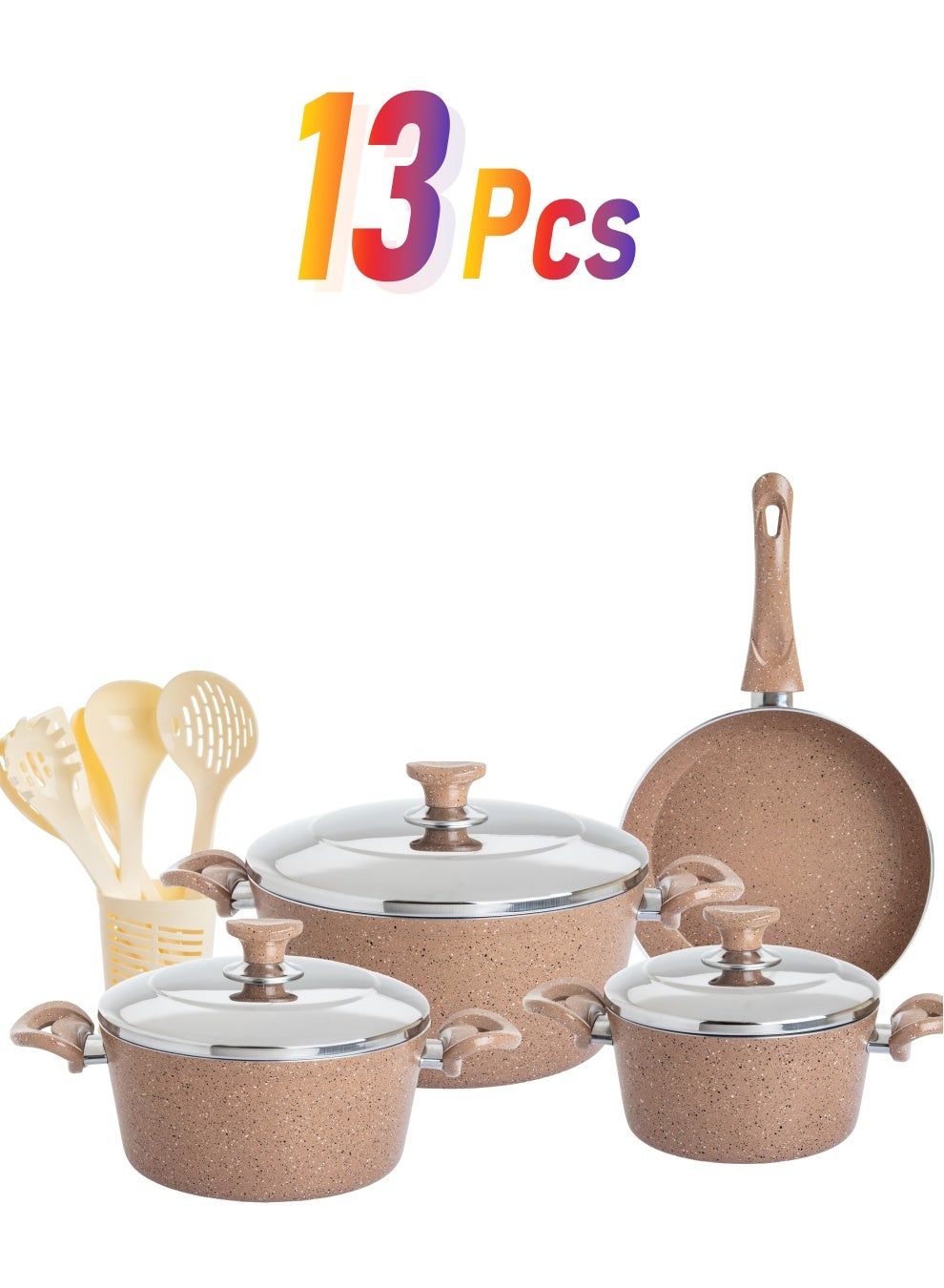 Dania 13 Pieces Turkish Granite Cookware Set With Stainless Steel Lid ...