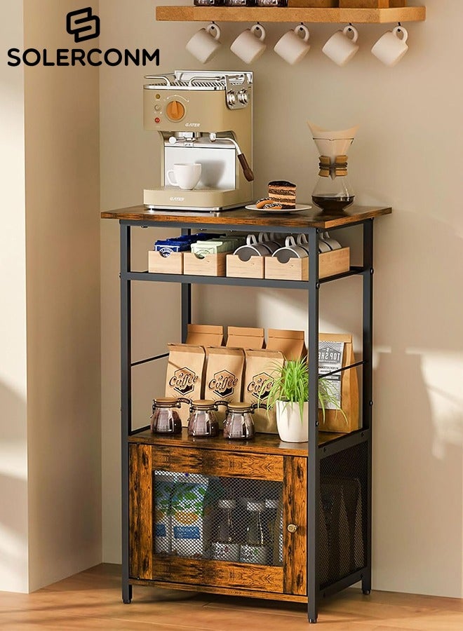 Solerconm Coffee Bar Station, 3-Tier Small Coffee Stand Station with ...