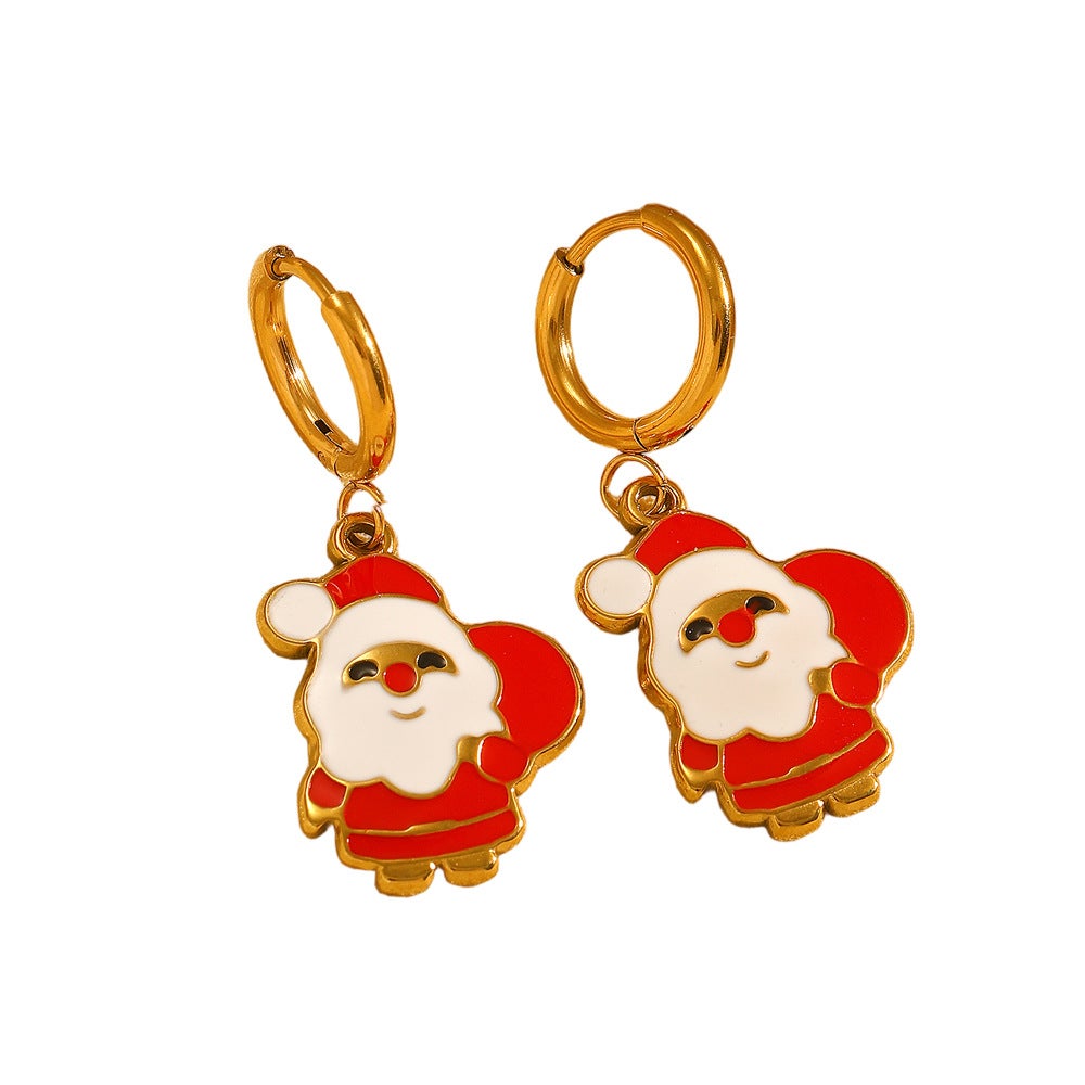 Generic Christmas Series Earrings, Fashionable And Simple Oil Dripping ...