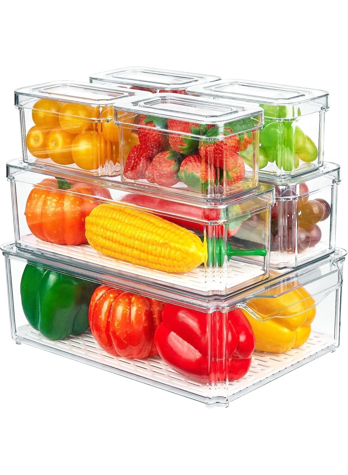 Arabest Set of 7 Fridge Organizer, Stackable Refrigerator Organizer ...