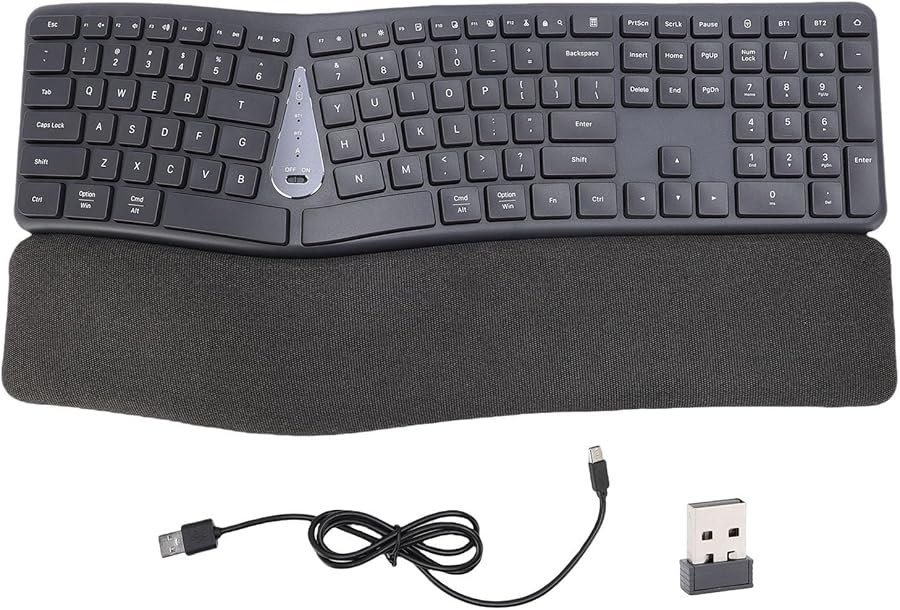 Generic Asixxsix Wireless Ergonomic Split Keyboard with Wrist Rest 111 ...