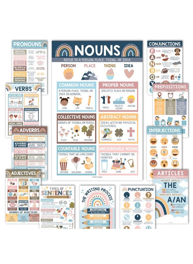 Hadley Designs Hadley Designs 12 Boho Parts of Speech Posters for ...