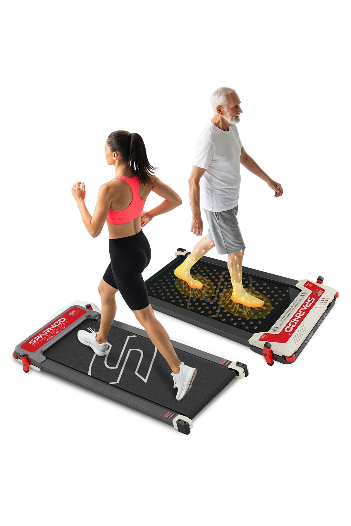 Sparnod Fitness STH-3003 3-in-1 Double-Sided Walking Pad Treadmill for ...