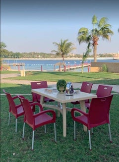 co arma Set of 4 modern stackable plastic armchairs with aluminum legs ...