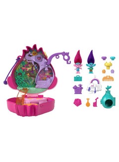 Polly Pocket Trolls Compact Playset, Poppy & Branch Micro Dolls, 13 ...