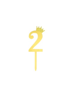 PARTY FUN Acrylic Gold Number 2 Crown Cake Topper - Ideal for 2nd ...