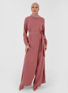 Refka by modanisa Wide Leg Belted Jumpsuit UAE | Dubai, Abu Dhabi