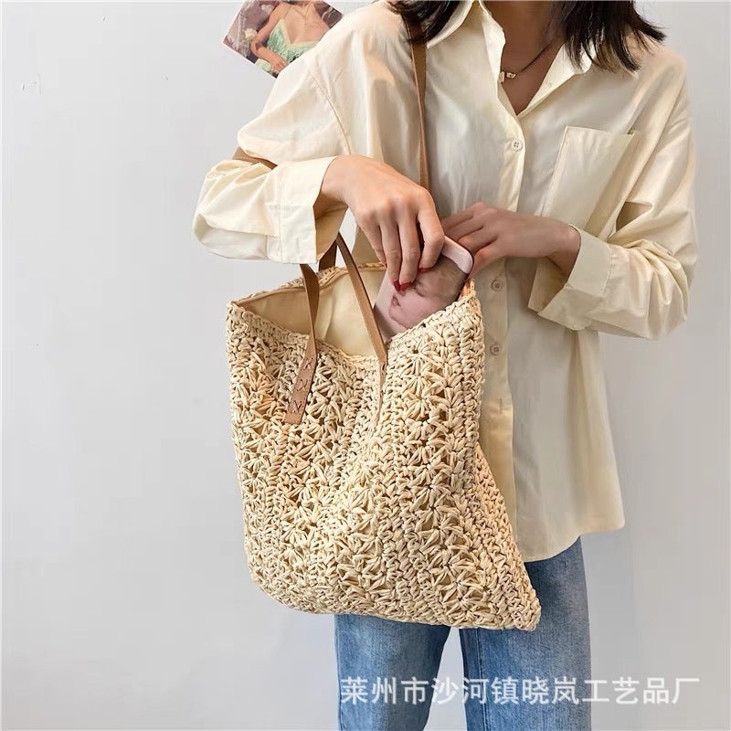 Generic Fashion Woven Bag All-Match Hollow Shoulder Bag Portable Large ...