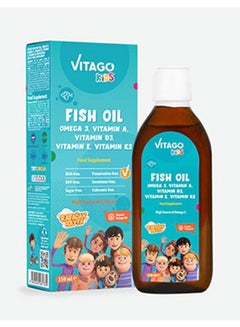 VITAGO Kids Fish Oil Omega 3 Syrup, Vitamins A, D3, E & K2 - 150ml ...