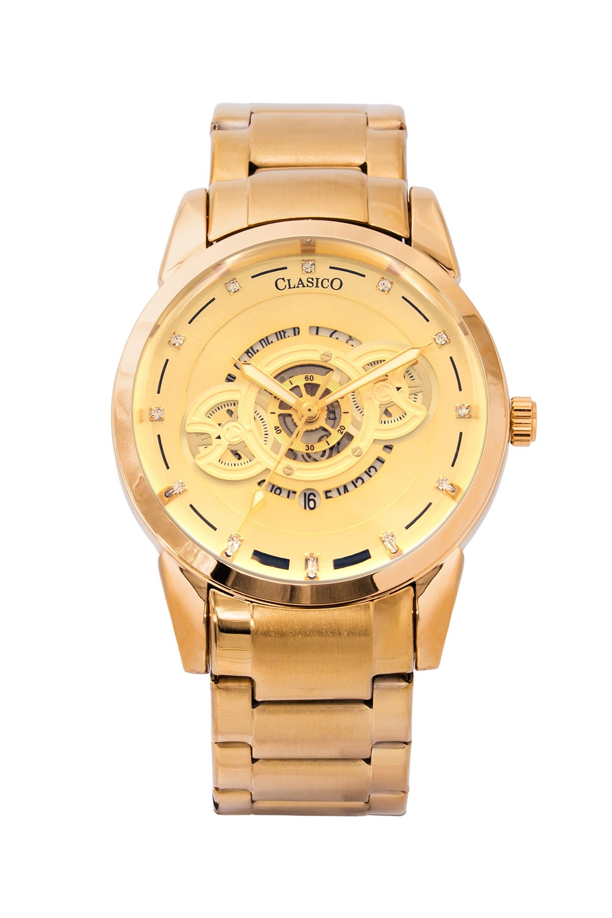 Clasico Spherix Open Heart Skeleton Mens Luxury Watch – All Gold ...