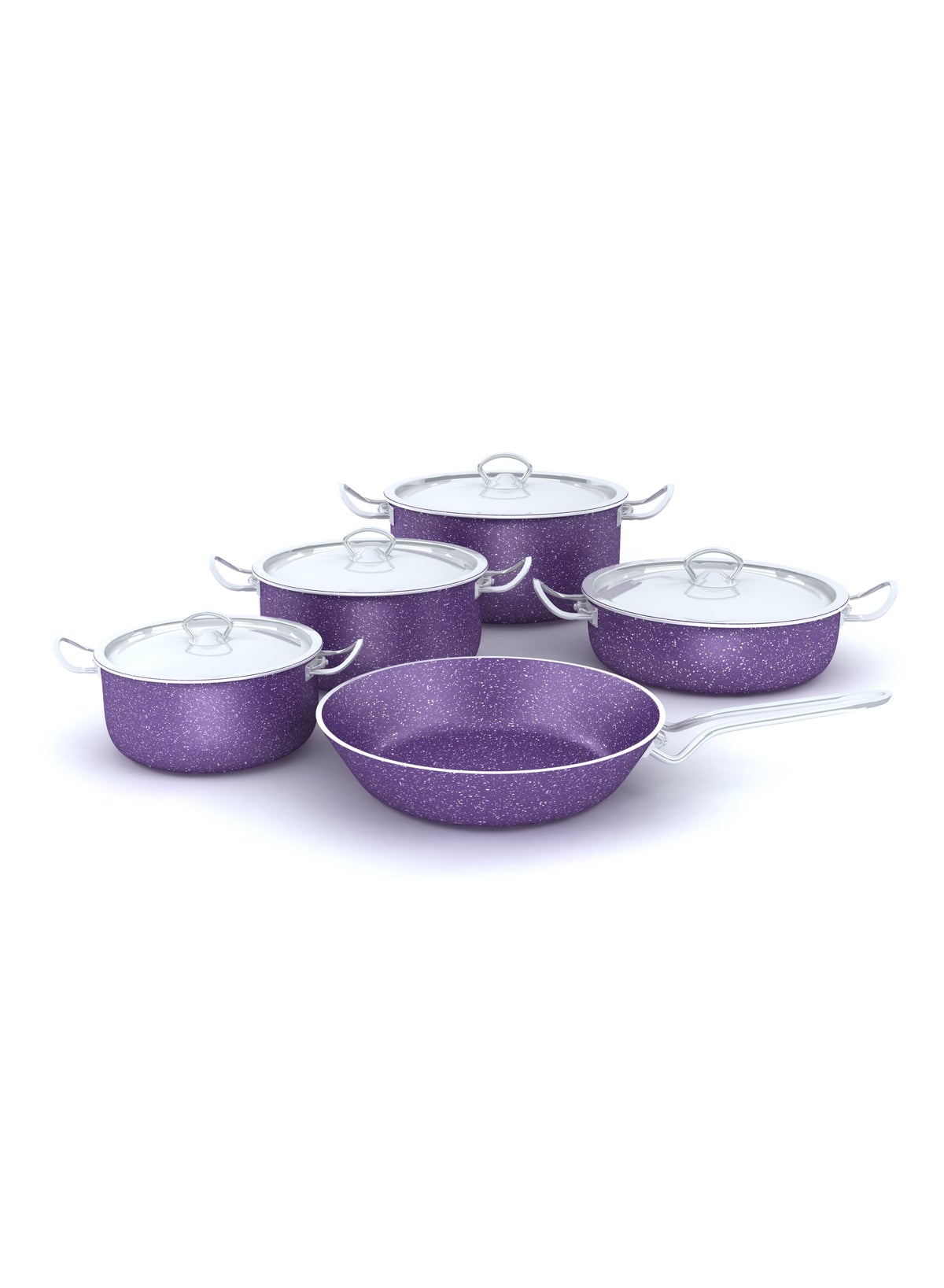 LAZORD Granite Plus Cookware Set With Stainless Handle - 9 Piece ...